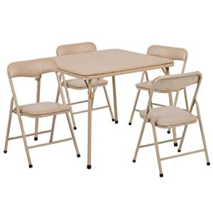 Flash Furniture Kids Tan 5 Piece Folding Table and Chair Set