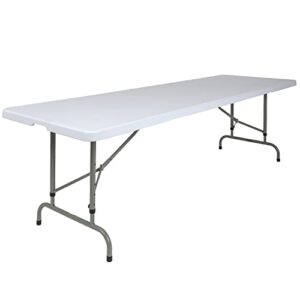 flash furniture 8-foot height adjustable granite white plastic folding table