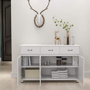 RASOO Buffet Cabinet Kitchen Cabinet Storage Sideboard Cabinet Cupboard Sideboard Buffet Kitchen Room (White -3 Doors and 3 Drawers)