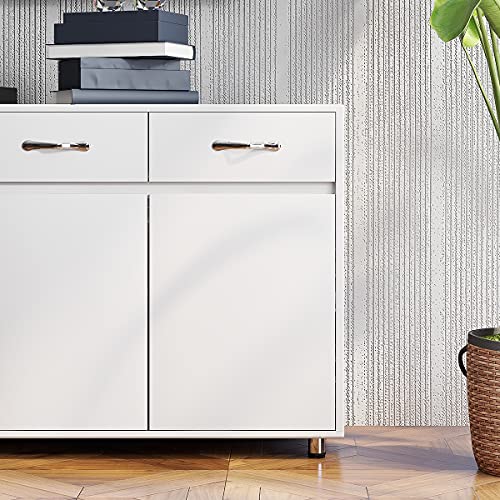 RASOO Buffet Cabinet Kitchen Cabinet Storage Sideboard Cabinet Cupboard Sideboard Buffet Kitchen Room (White -3 Doors and 3 Drawers)