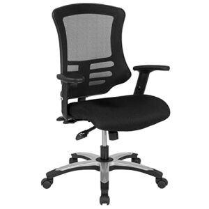 flash furniture high back black mesh multifunction executive swivel ergonomic office chair with molded foam seat and adjustable arms