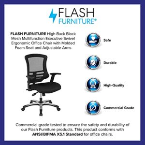 Flash Furniture High Back Black Mesh Multifunction Executive Swivel Ergonomic Office Chair with Molded Foam Seat and Adjustable Arms