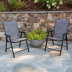 flash furniture black outdoor folding patio sling chair (2 pack)