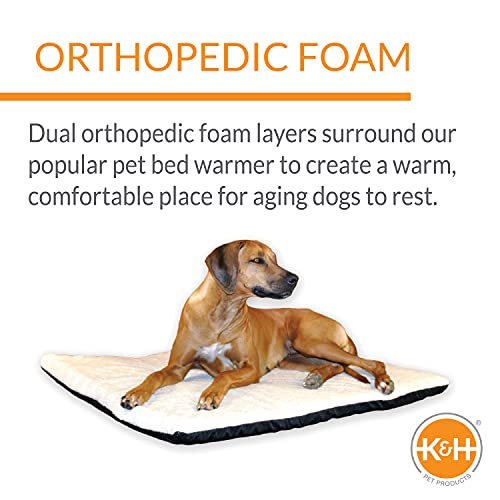 K&H Pet Products Ortho Thermo-Bed Heated Dog Bed Fleece X-Large 33 X 43 Inches