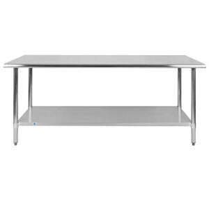 Flash Furniture Stainless Steel 18 Gauge Prep and Work Table with Undershelf - NSF Certified - 72" W x 30" D x 34.5" H