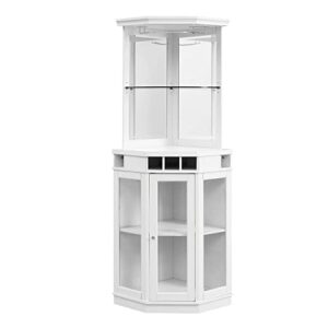 ome source dining room or lounge corner bar cabinet for liquor and glasses with wood frame and wine rack