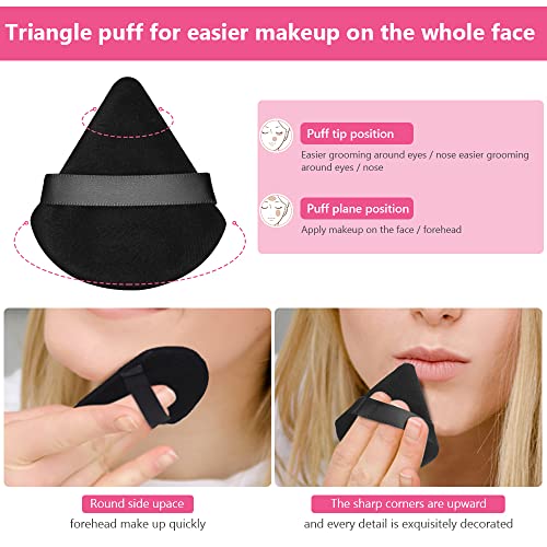 Ainiv 9PCS Powder Puffs, 2.76 inch Pure Cotton Soft Triangle Wedge Makeup Powder Puff for Loose Powder Mineral Powder Body Powder Cotton Velour Cosmetic Foundation Sponge Makeup Tool