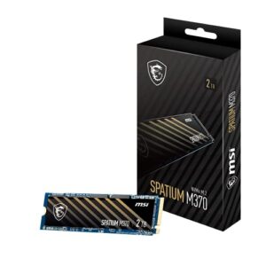 msi spatium m370 nvme m.2 2tb internal ssd pcie gen4 nvme 1.3 3d nand 1600 tbw