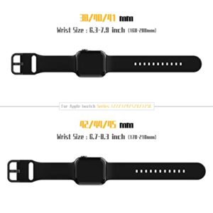 Sport Band Compatible with Apple Watch Bands 49mm 45mm 44mm 42mm, Soft Silicone Wristbands Replacement Strap with Classic Clasp for iWatch Series SE 8 7 6 5 4 3 2 1 Ultra for Women Men, Black