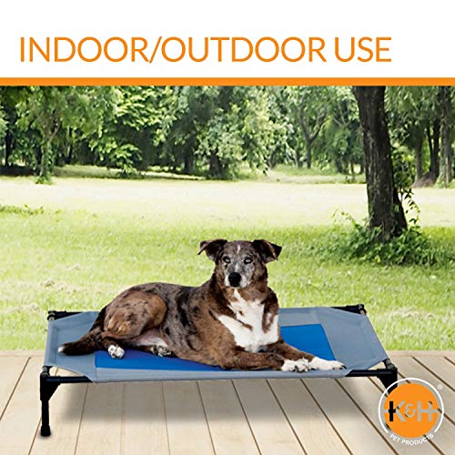 K&H PET PRODUCTS Coolin' Pet Cot, Cooling Cot for Dogs - Gray/Blue, Large 30 X 42 X 7 Inches