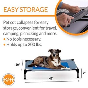 K&H PET PRODUCTS Coolin' Pet Cot, Cooling Cot for Dogs - Gray/Blue, Large 30 X 42 X 7 Inches