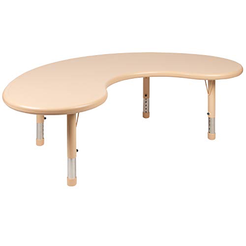 Flash Furniture 35"W x 65"L Half-Moon Natural Plastic Height Adjustable Activity Table