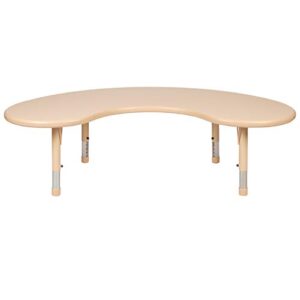 Flash Furniture 35"W x 65"L Half-Moon Natural Plastic Height Adjustable Activity Table