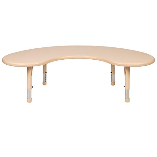 Flash Furniture 35"W x 65"L Half-Moon Natural Plastic Height Adjustable Activity Table