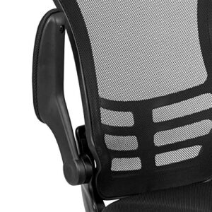 Flash Furniture Black Mesh Sled Base Side Reception Adjustable Height Chair with Flip-Up Arms