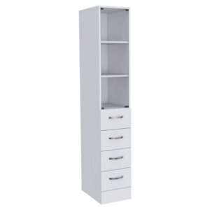 atlin designs wood linen cabinet with 3 shelves & 3-drawer in white