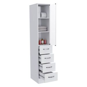 Atlin Designs Wood Linen Cabinet with 3 Shelves & 3-Drawer in White