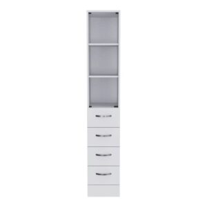 Atlin Designs Wood Linen Cabinet with 3 Shelves & 3-Drawer in White