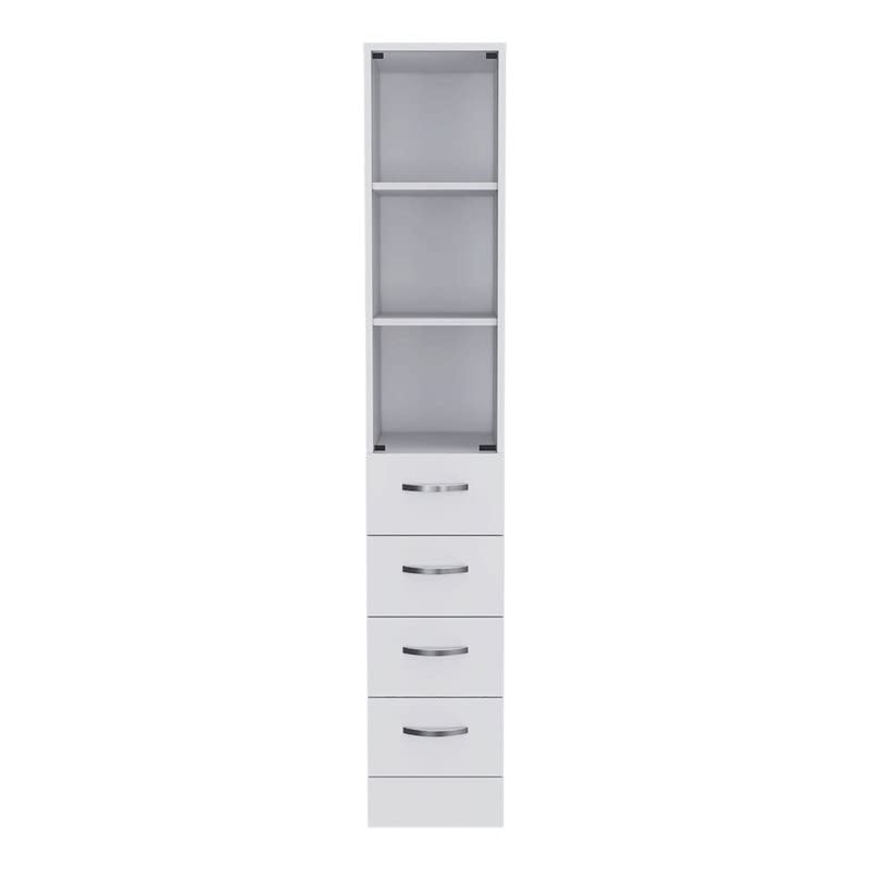 Atlin Designs Wood Linen Cabinet with 3 Shelves & 3-Drawer in White