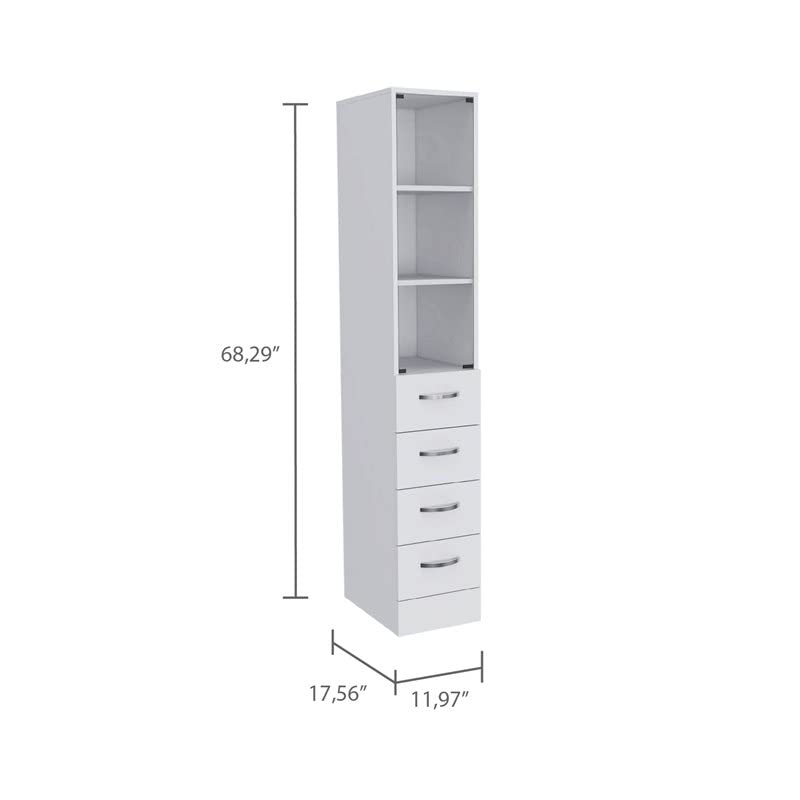 Atlin Designs Wood Linen Cabinet with 3 Shelves & 3-Drawer in White