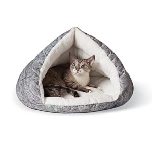 k&h pet products self-warming hut pet bed gray small 18 x 19 inches