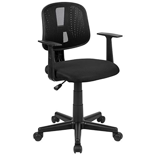 Flash Furniture Flash Fundamentals Mid-Back Black Mesh Swivel Task Office Chair with Pivot Back and Arms