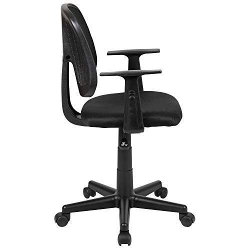 Flash Furniture Flash Fundamentals Mid-Back Black Mesh Swivel Task Office Chair with Pivot Back and Arms