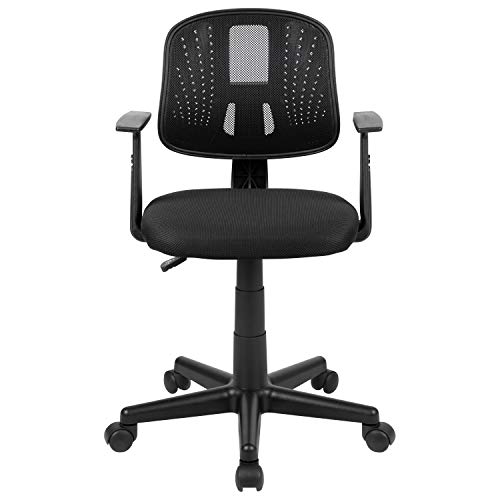 Flash Furniture Flash Fundamentals Mid-Back Black Mesh Swivel Task Office Chair with Pivot Back and Arms