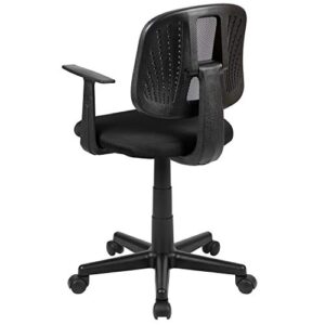 Flash Furniture Flash Fundamentals Mid-Back Black Mesh Swivel Task Office Chair with Pivot Back and Arms