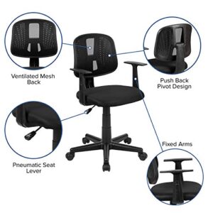 Flash Furniture Flash Fundamentals Mid-Back Black Mesh Swivel Task Office Chair with Pivot Back and Arms