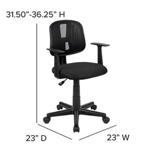 Flash Furniture Flash Fundamentals Mid-Back Black Mesh Swivel Task Office Chair with Pivot Back and Arms