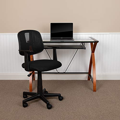 Flash Furniture Flash Fundamentals Mid-Back Black Mesh Swivel Task Office Chair with Pivot Back and Arms