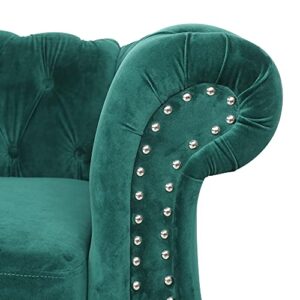 NOSGA Modern Contemporary Sofa Couch with Deep Button Tufting Dutch Velvet, Solid Wood Frame and Wood Legs (Green)