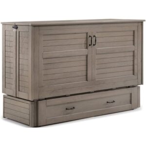 night & day furniture poppy brushed driftwood with mattress murphy cabinet bed, queen,