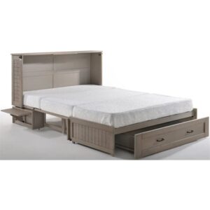 Night & Day Furniture Poppy Brushed Driftwood with Mattress Murphy Cabinet Bed, Queen,