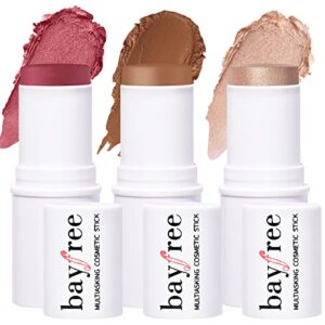 kimuse multi stick trio face makeup, cream blush stick for cheeks & lips, contour stick & highlighter makeup sticks for all skin…