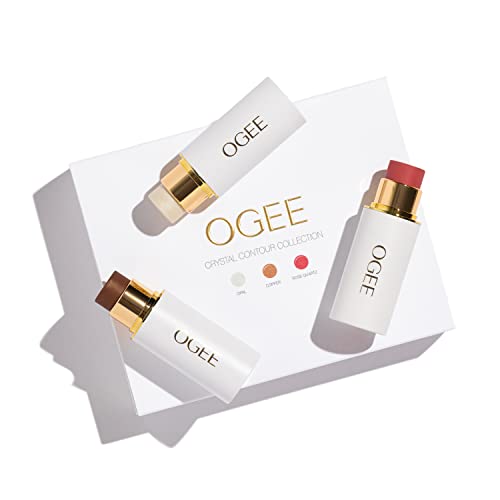 Ogee Sculpted Face Stick (TRIO) Crystal Contour Collection - Certified Organic Bronzer, Blush & Highlighter