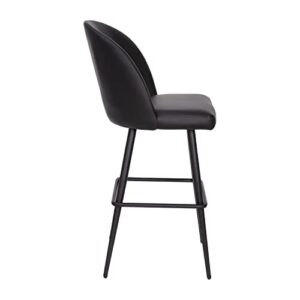 Flash Furniture Lyla Commercial Grade Modern Armless Barstools - Black LeatherSoft Upholstery - 30" Barstool - Contoured Backrest - Steel Frame & Footrest - Set of 2