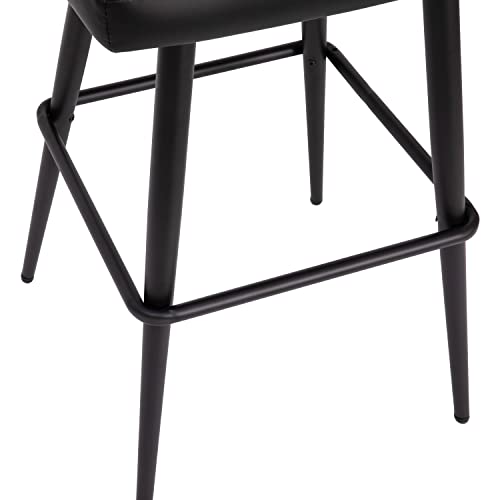 Flash Furniture Lyla Commercial Grade Modern Armless Barstools - Black LeatherSoft Upholstery - 30" Barstool - Contoured Backrest - Steel Frame & Footrest - Set of 2