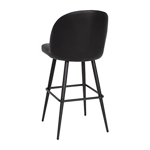 Flash Furniture Lyla Commercial Grade Modern Armless Barstools - Black LeatherSoft Upholstery - 30" Barstool - Contoured Backrest - Steel Frame & Footrest - Set of 2