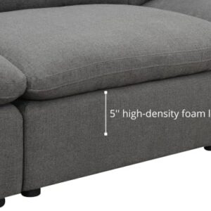 ASY Cloud Down Modular Sectional Sofa 121' L-Shaped Reversible Chaise Couch Feather - Low to Ground Modern Deep & Plush Seats (4-Piece (Corner Chair (2) + Armless (1) Ottoman (1), Natural), (CLD9)