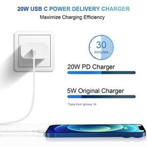 iPhone 14 13 12 Fast Charger [Apple MFi Certified] 2-Pack USB C Wall Charger 20W PD Adapter with 6FT Fast Charging Cable Compatible iPhone 14/14 Pro/14 Pro Max/14 Plus/13/12/11/Xs Max/XR/X, iPad