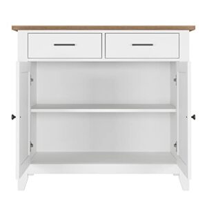 HORSTORS Kitchen Storage Cabinet with Drawers and Doors, Floor Sideboard and Buffet Server Cabinet, Entryway Console Cabinet for Living Room, Dining Room, Bathroom, Ivory White