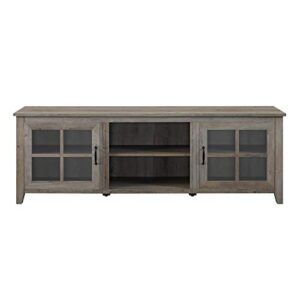 Walker Edison Portsmouth Classic 2 Glass Door TV Stand for TVs up to 80 Inches, 70 Inch, Grey Wash