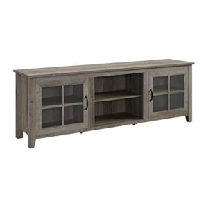 Walker Edison Portsmouth Classic 2 Glass Door TV Stand for TVs up to 80 Inches, 70 Inch, Grey Wash