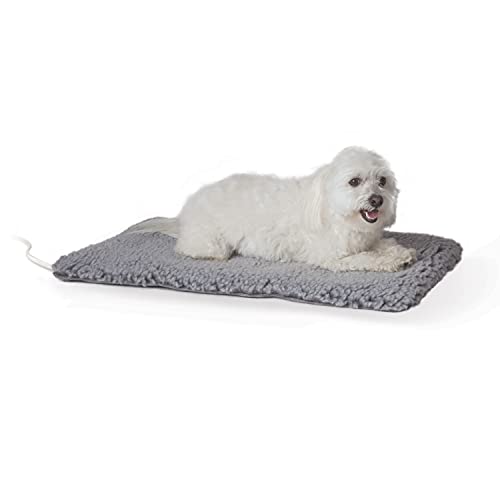 K&H PET PRODUCTS Thermo Plush Pad Indoor Heated Pet Bed Gray Medium 17.5 X 28 Inches