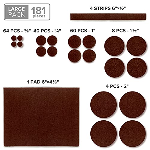 Felt Furniture Pads X-PROTECTOR 181 PCS Premium Furniture Pads - Felt Pads Furniture Feet Best Wood Floor Protectors - Protect Your Hardwood & Laminate Flooring!