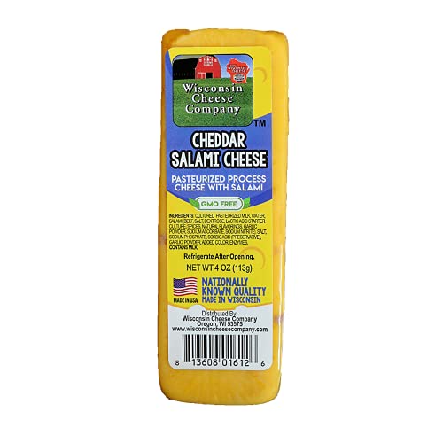 WISCONSIN CHEESE COMPANY'S - Specialty Cheese Block Sampler & Sausage Gift Box - 5-4oz. Cheese Blocks: Smoked Cheddar Cheese, Gouda Cheese, Swiss Cheese, Cheddar Salami Cheese, Tomato Basil Cheddar Cheese & 1-12oz. Original Summer Sausage. The Perfect Che