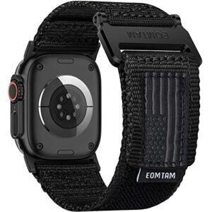 eomtam width 30mm men soft nylon strap for apple watch band ultra 49mm 45mm 44mm 42mm 41mm 40mm 38mm, rugged sport woven adjustable wristband for iwatch series 8 se 7 6 5 4 3(blackusa flag,44)