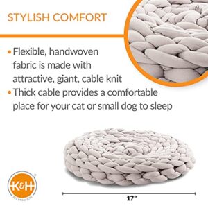 K&H PET PRODUCTS Knitted Cat Bed, Round Flexible Pet Bed Gray 17 X 4 Inches